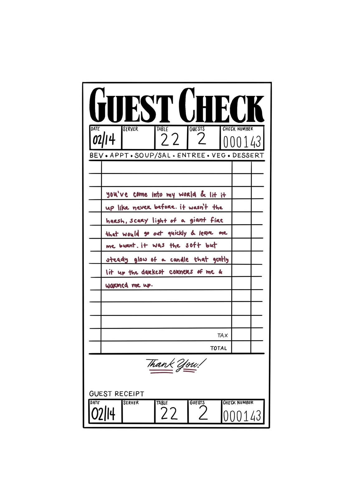 Guest Check- Customizable Art Print - Etsy