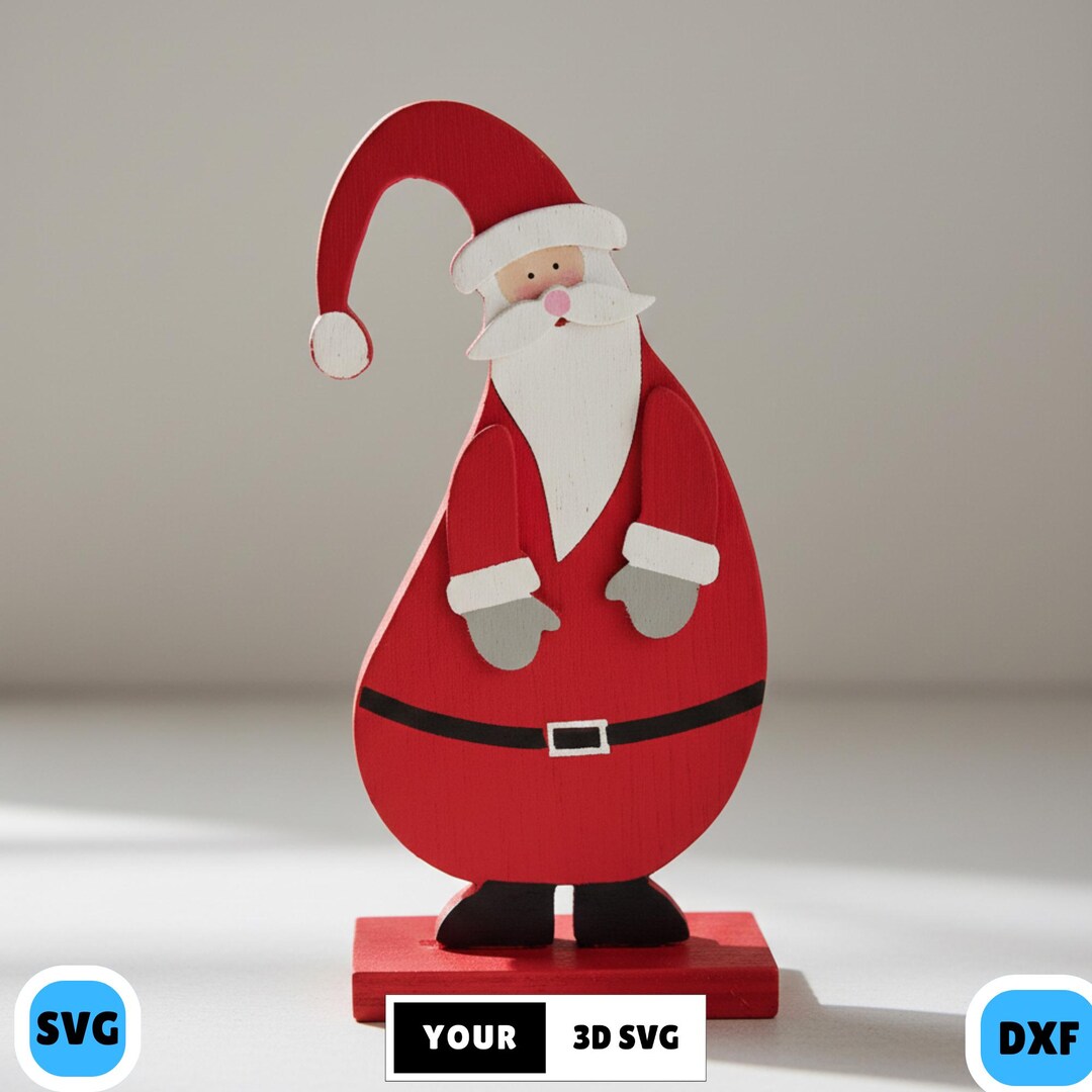 3D Santa Claus Laser Cut Stand Decor SVG, Layered Christmas Santa ...