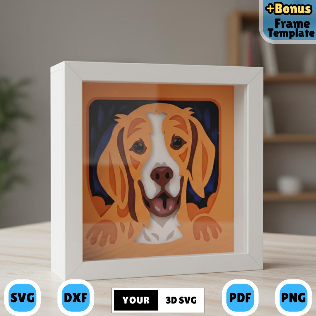 Beagle Dog Shadow Box 3D SVG, Layered Papercut Design, Cute Puppy ...