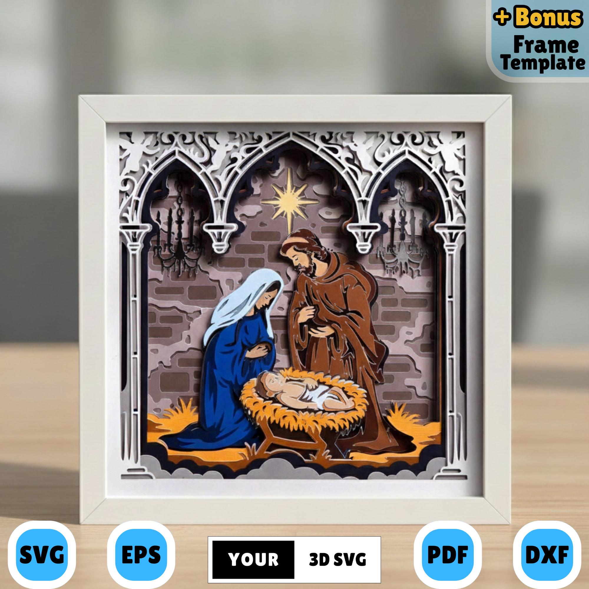 Nativity Christmas 3D Shadow Box SVG, Layered Papercut Holiday Decor ...