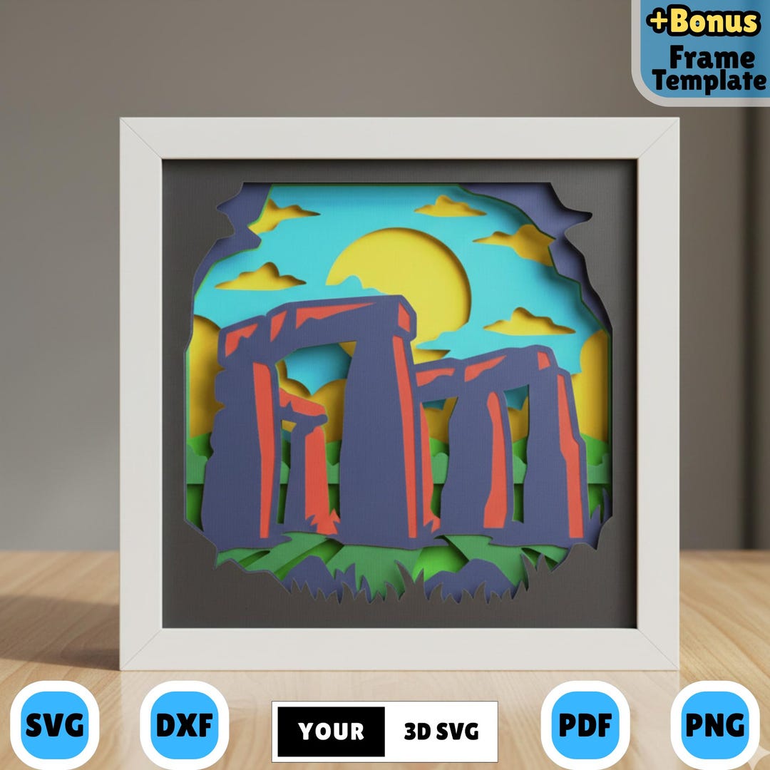 Stonehenge 3D Shadow Box SVG, England Ancient Monument Layered Papercut ...