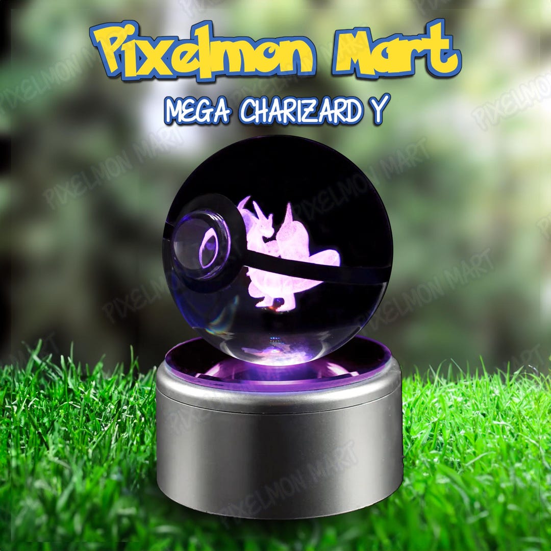 Mega Charizard Y | Crystal Pokeball Pokemon Lamp - LED Night Light ...