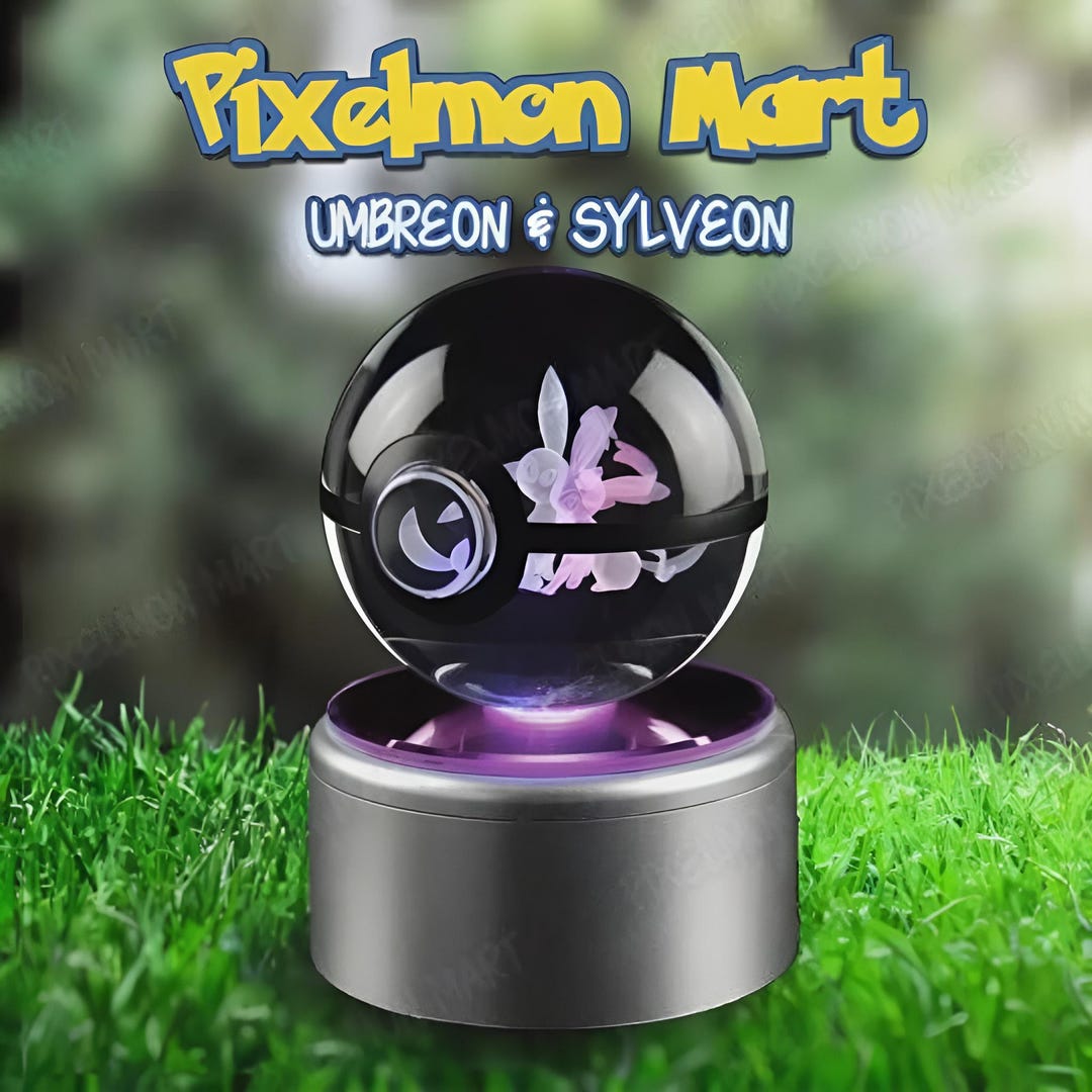 Umbreon and Espeon | Crystal Pokeball Pokemon Lamp - LED Night Light ...