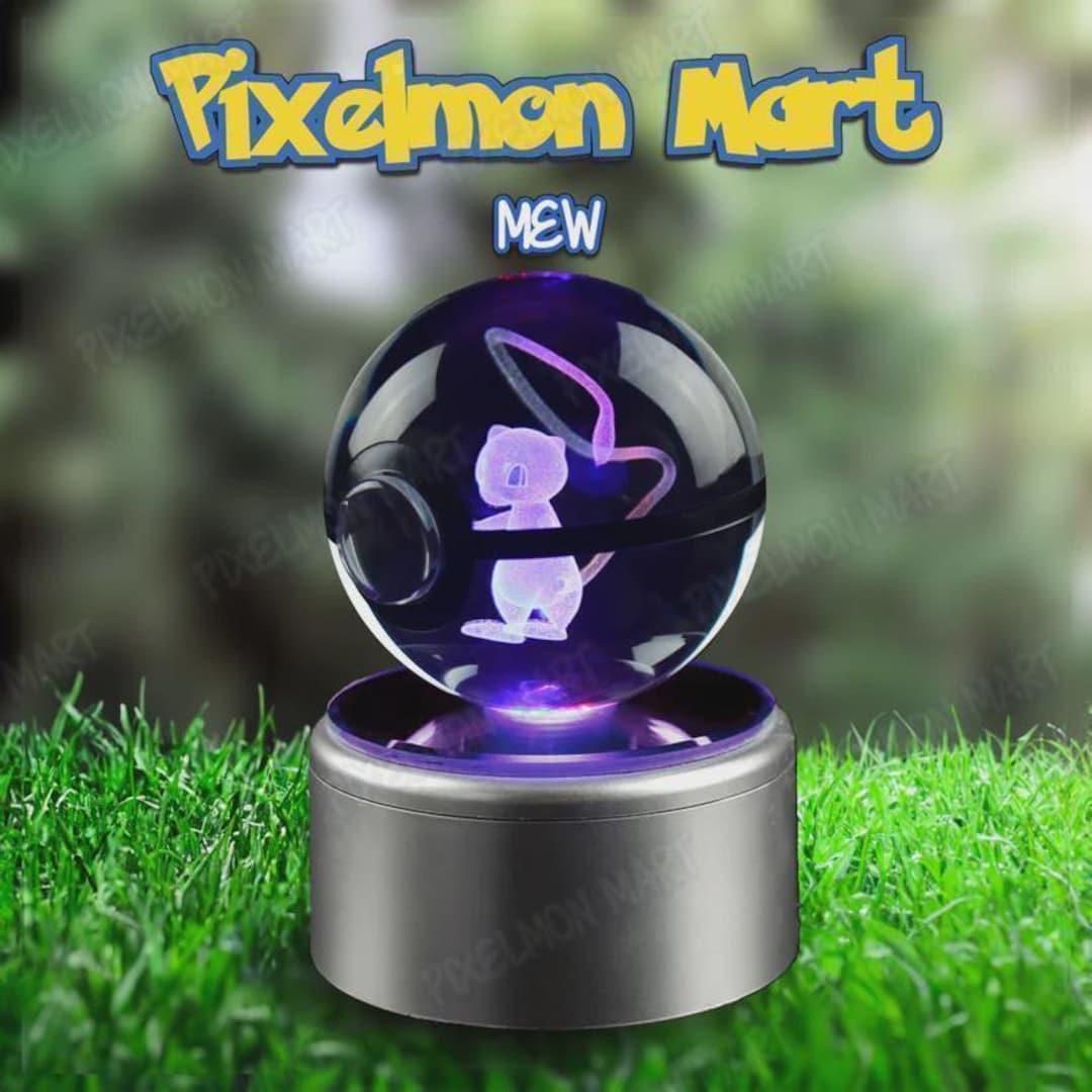 Mew | Crystal Pokeball Pokemon Lamp - LED Night Light Display ...
