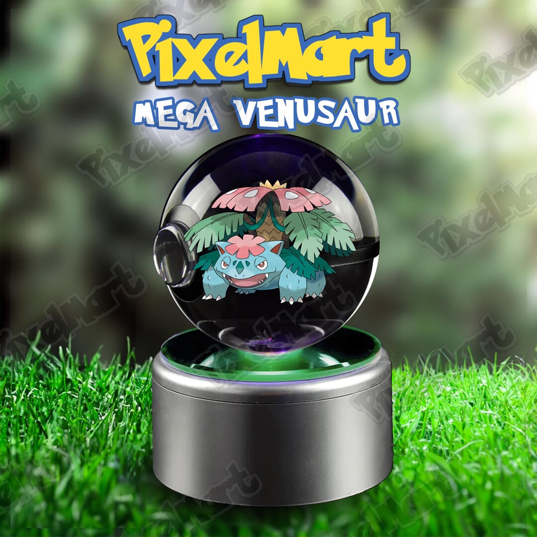 Mega Venusaur | Crystal Pokeball Pokemon Lamp - LED Night Light Display ...