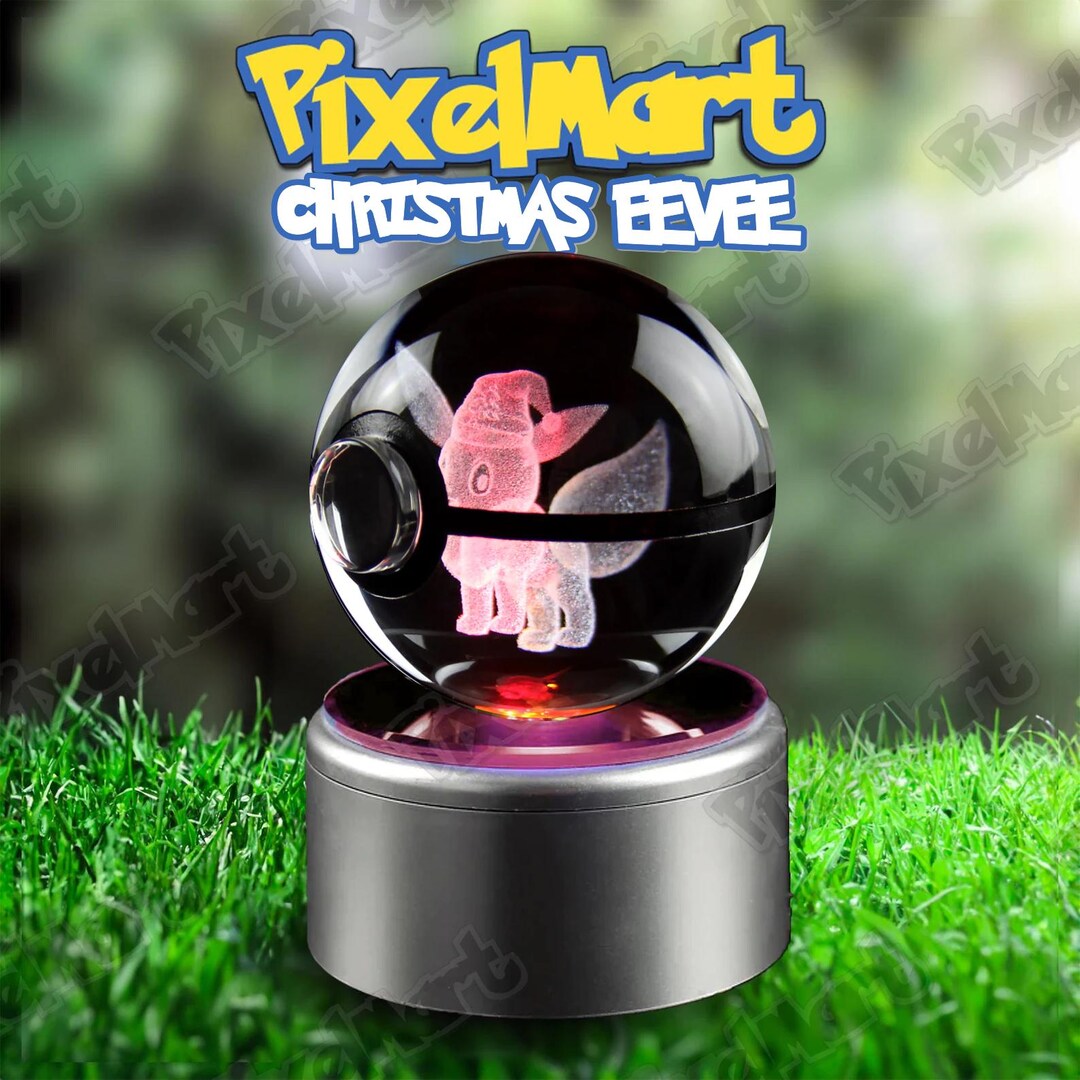 Christmas Eevee | Crystal Pokeball Pokemon Lamp - LED Night Light ...