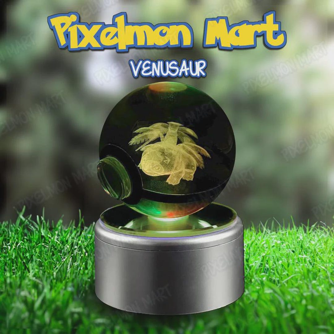 Venusaur | Crystal Pokeball Pokemon Lamp - LED Night Light Display ...