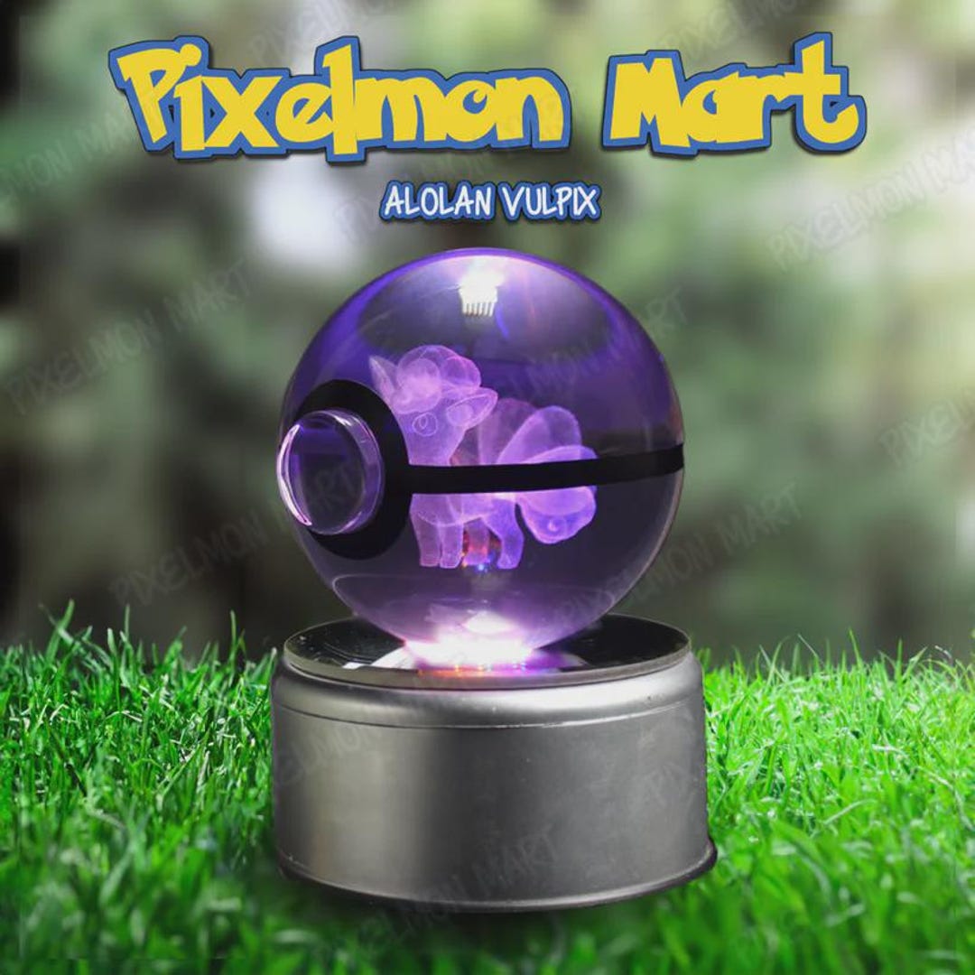 Alolan Vulpix | Crystal Pokeball Pokemon Lamp - LED Night Light Display ...