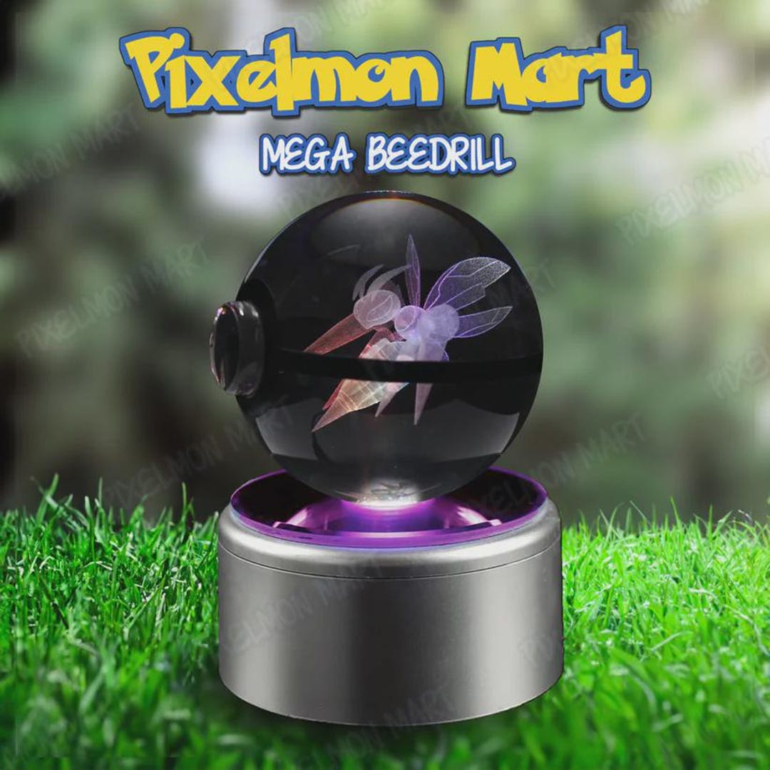 Mega Beedrill | Crystal Pokeball Pokemon Lamp - LED Night Light Display ...