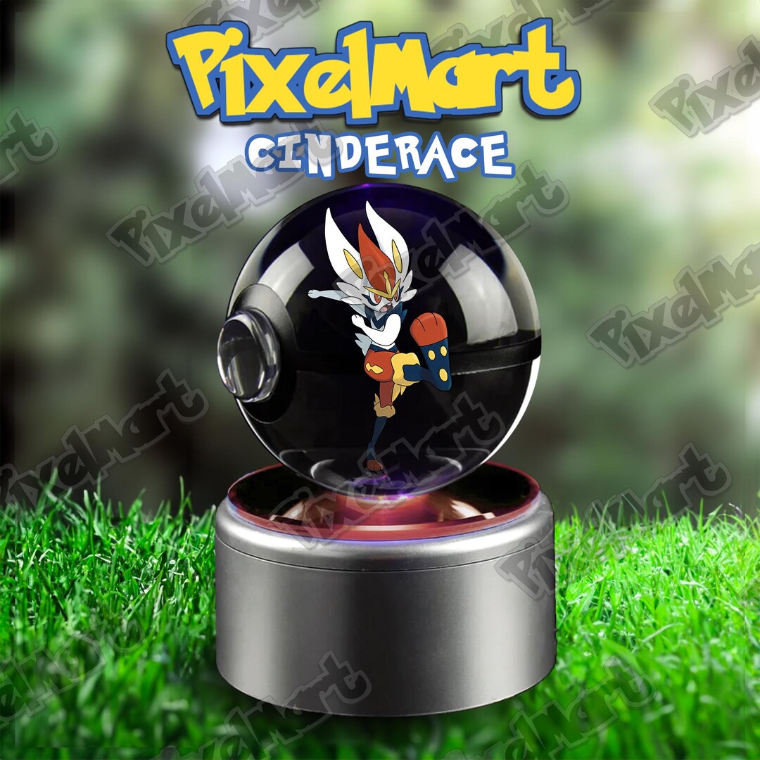 Cinderace | Crystal Pokeball Pokemon Lamp - LED Night Light Display ...
