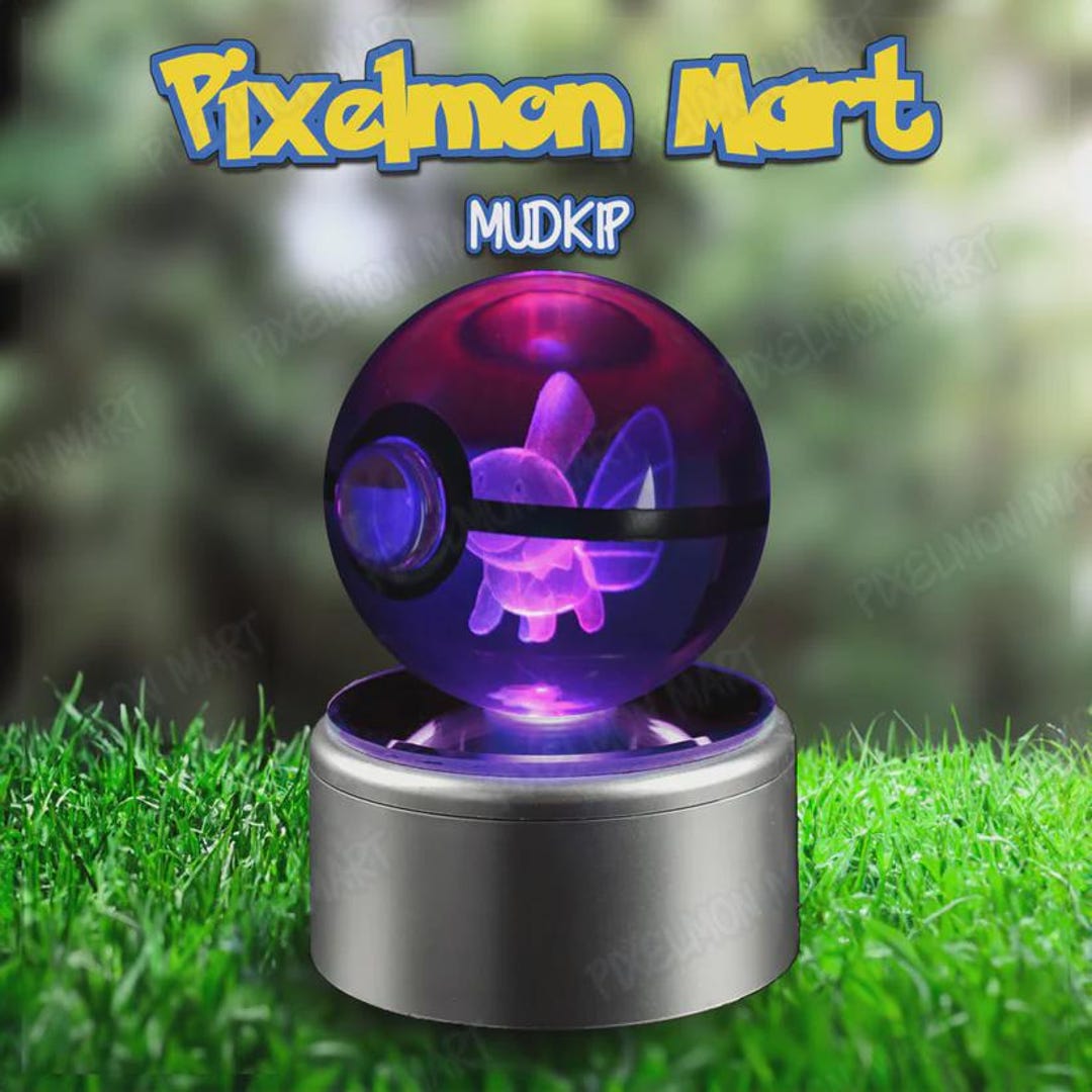 Mudkip | Crystal Pokeball Pokemon Lamp - LED Night Light Display ...
