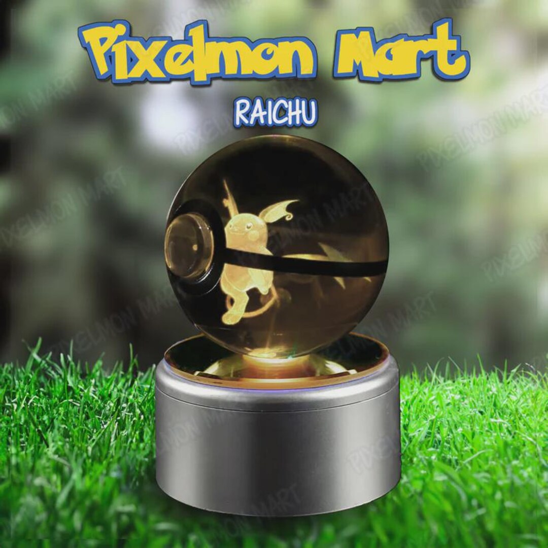 Raichu | Crystal Pokeball Pokemon Lamp - LED Night Light Display ...