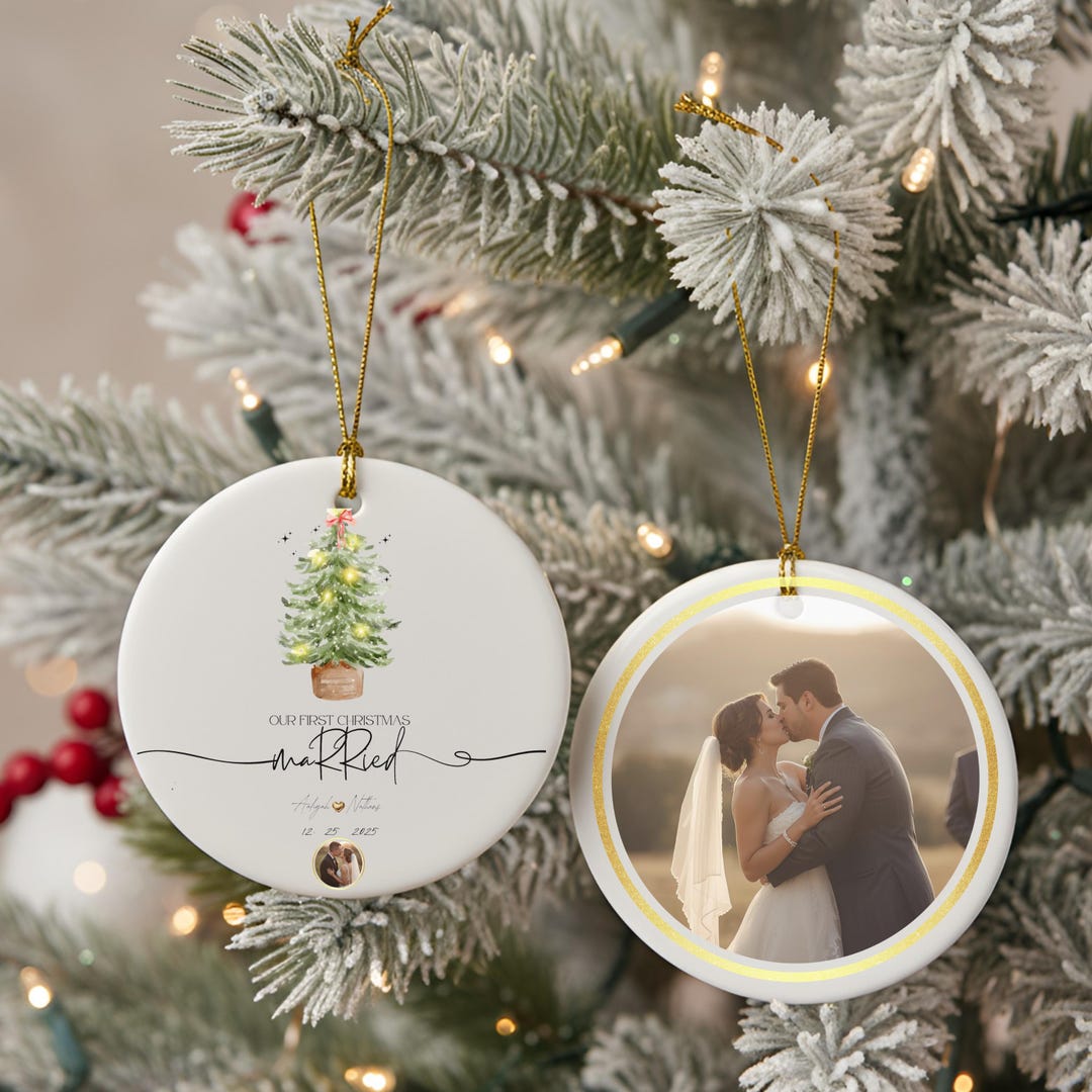 Ceramic Holiday Ornament Gift, Personalized Newlywed Keepsake, 1-10 ...