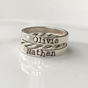 Sterling Silver Stackable Name Ring- Stacking Name Ring Set ...