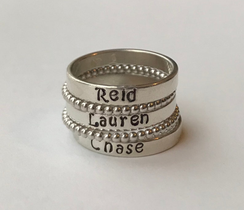 Sterling Silver Stacking Name Ring Personalized Ring SET OF 5 | Etsy