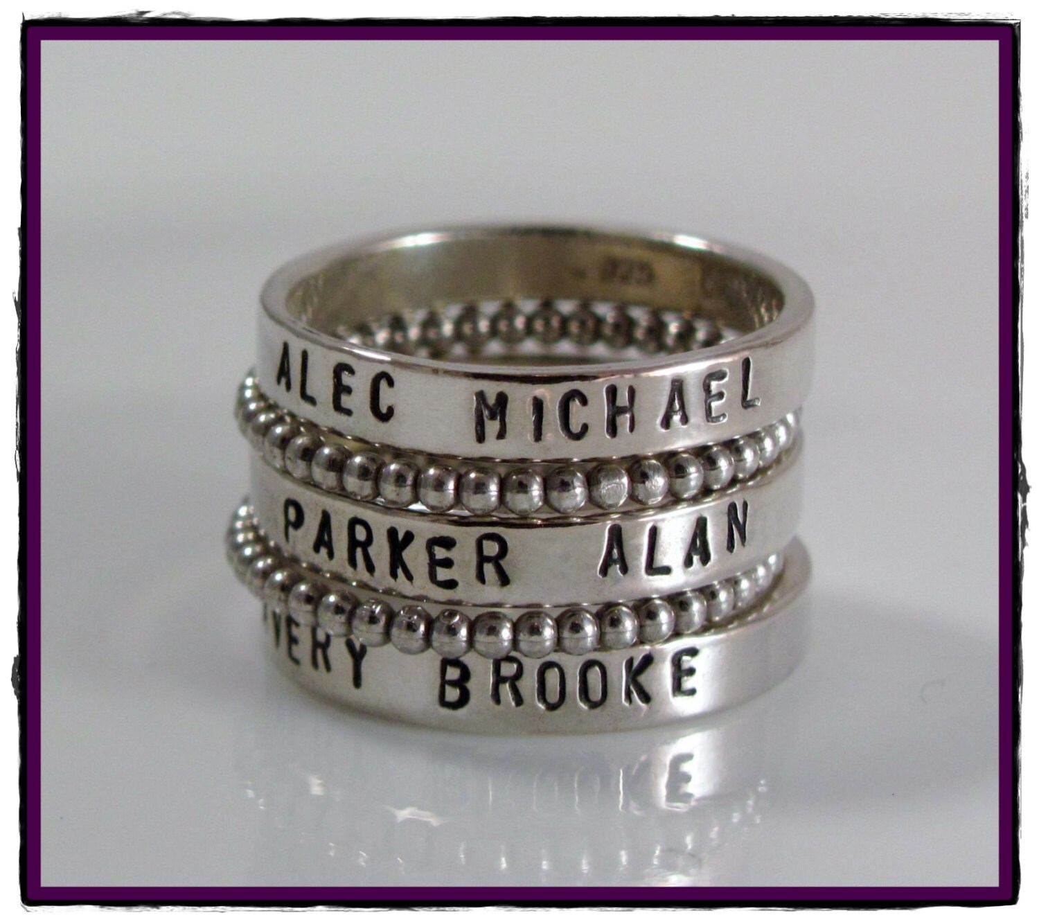 Sterling Silver Stacking Name Ring Personalized Ring SET OF 5 - Etsy