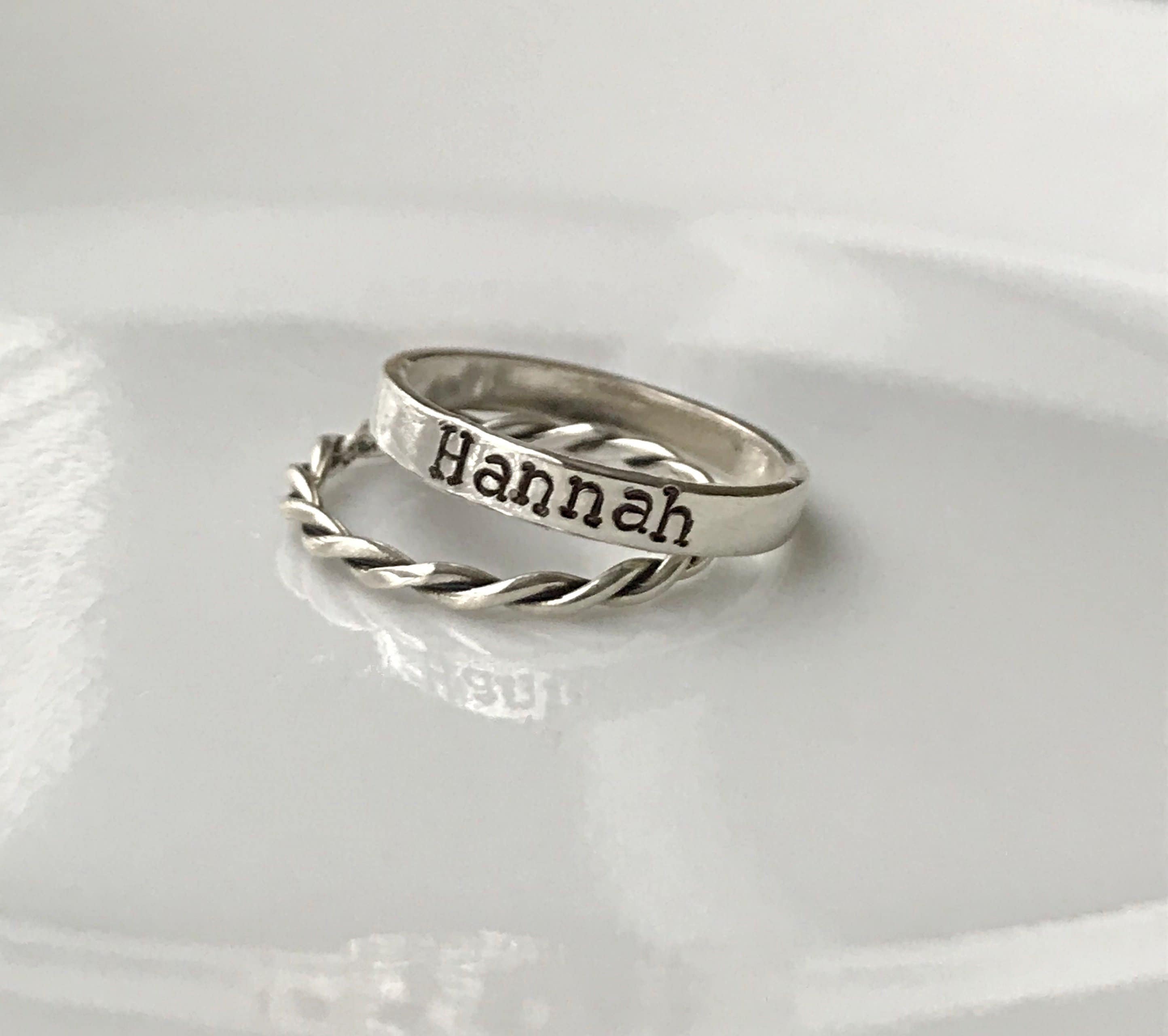 Sterling Silver Personalized Stackable Rings Name Ring SET | Etsy