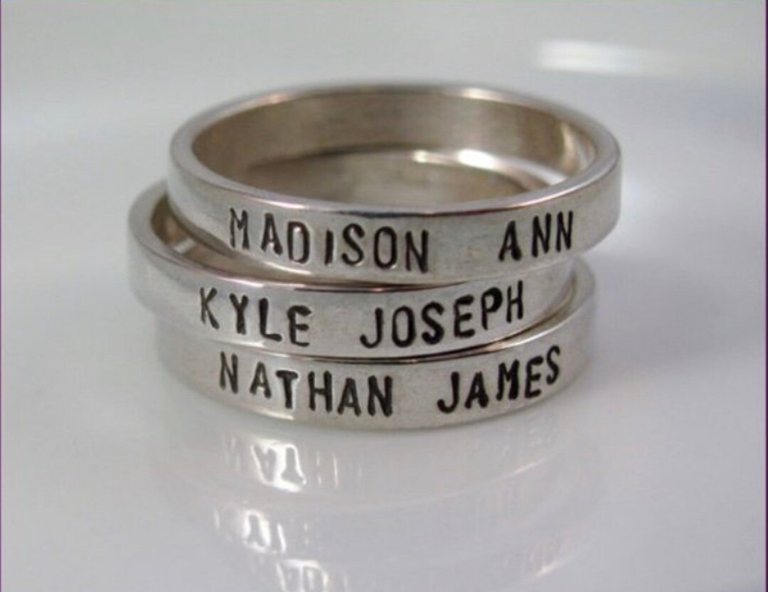 Stacking Name Ring-hand Stamped Personalized Name Ring- Custom ...