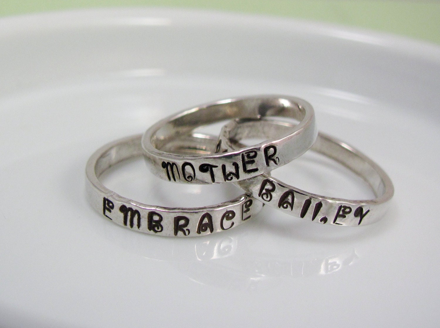 Personalized Name Stack Ring Hand Stamped Sterling Silver - Etsy