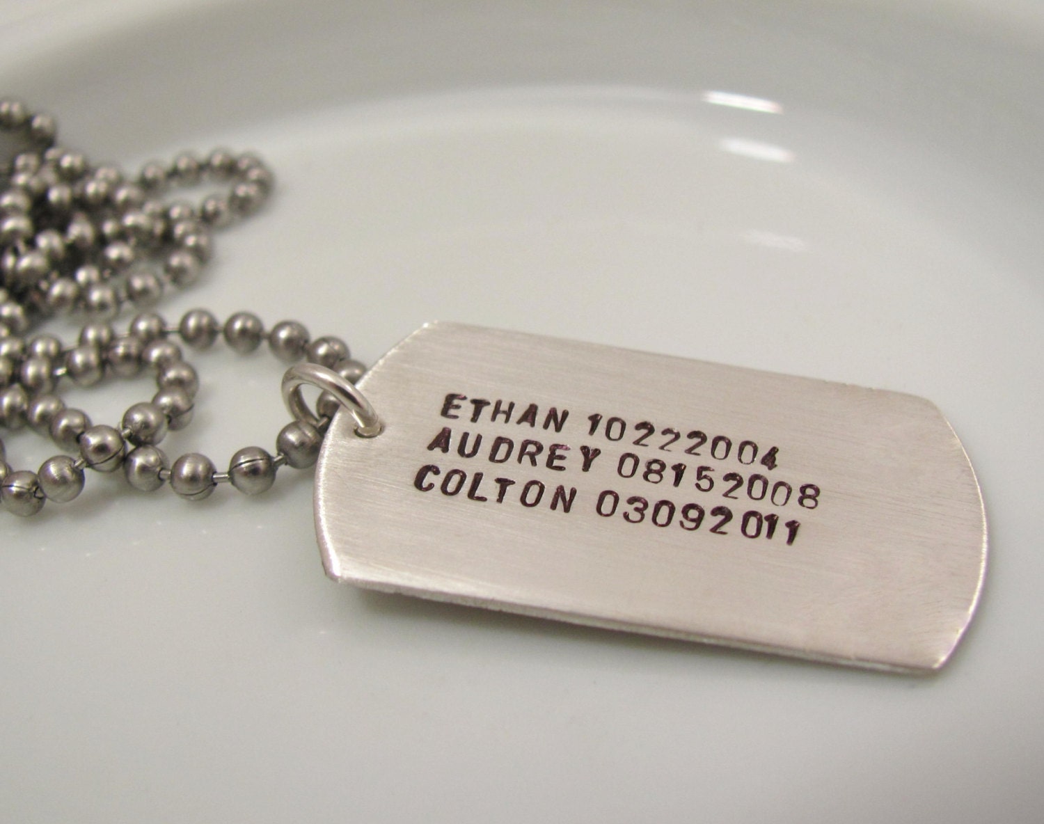 Hand Stamped Sterling Silver Dog Tag SMALL DOG TAG | Etsy