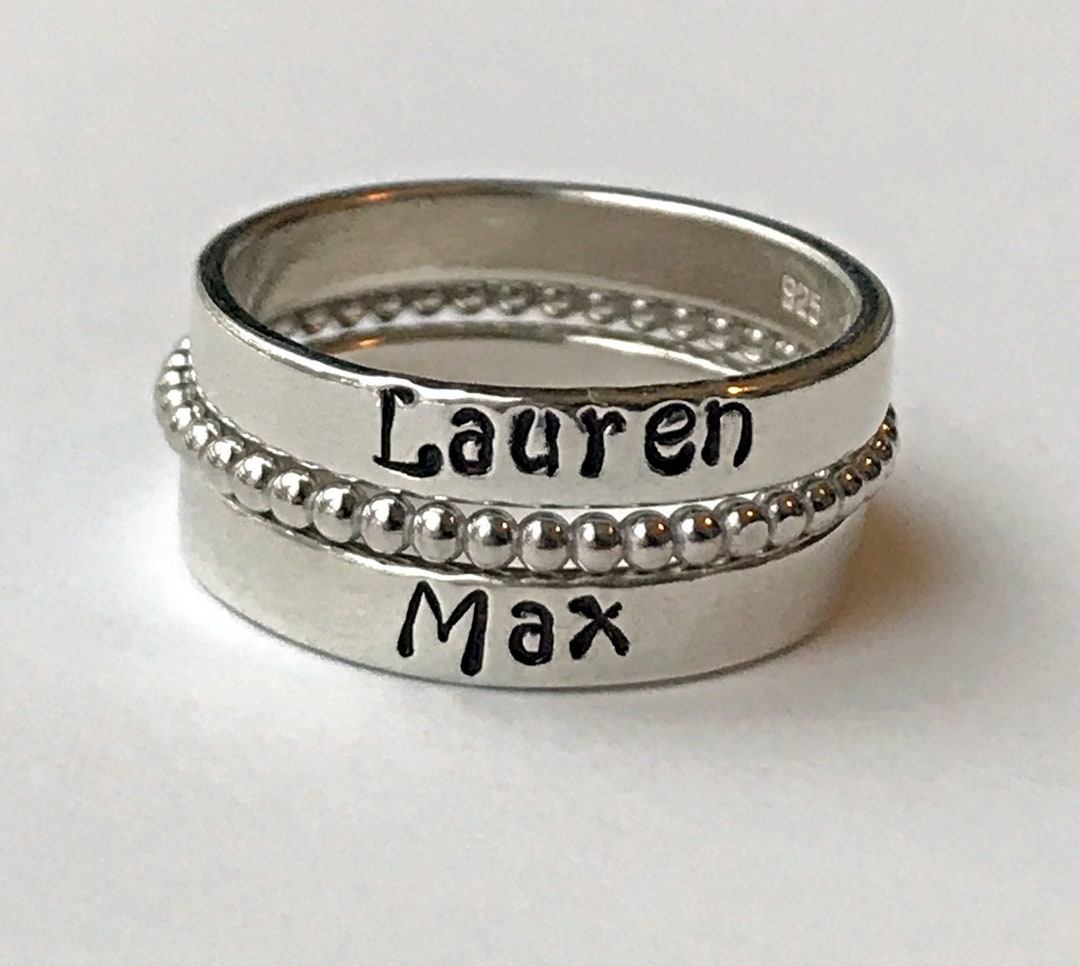 Sterling Silver Stackable Name Rings- Stacking Ring- Word Ring- With ...