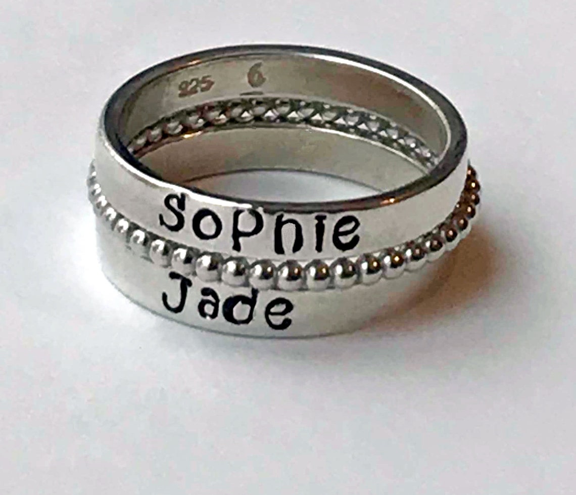 Sterling Silver Stackable Name Rings Stacking Ring Word | Etsy