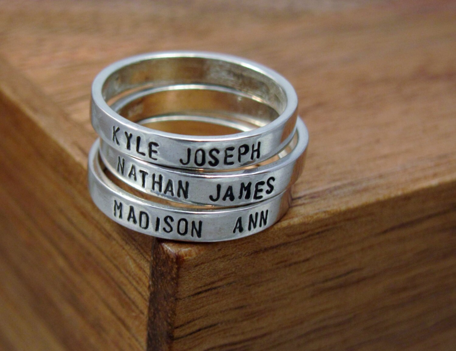 Sterling Silver Stacking Name Ring Personalized Ring SET OF 5 - Etsy