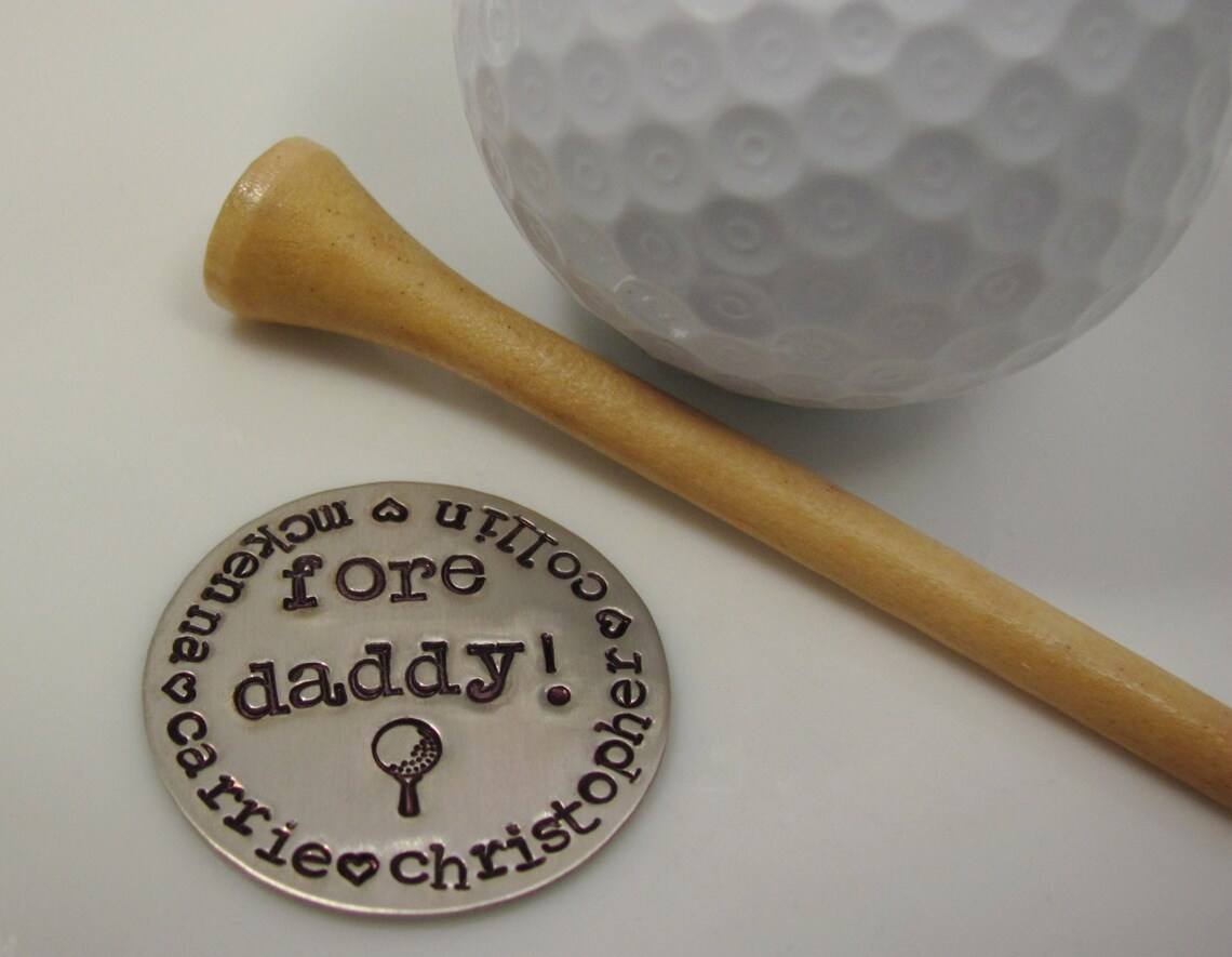 GOLF BALL MARKER or Pocket Token Custom Sterling Silver Hand | Etsy