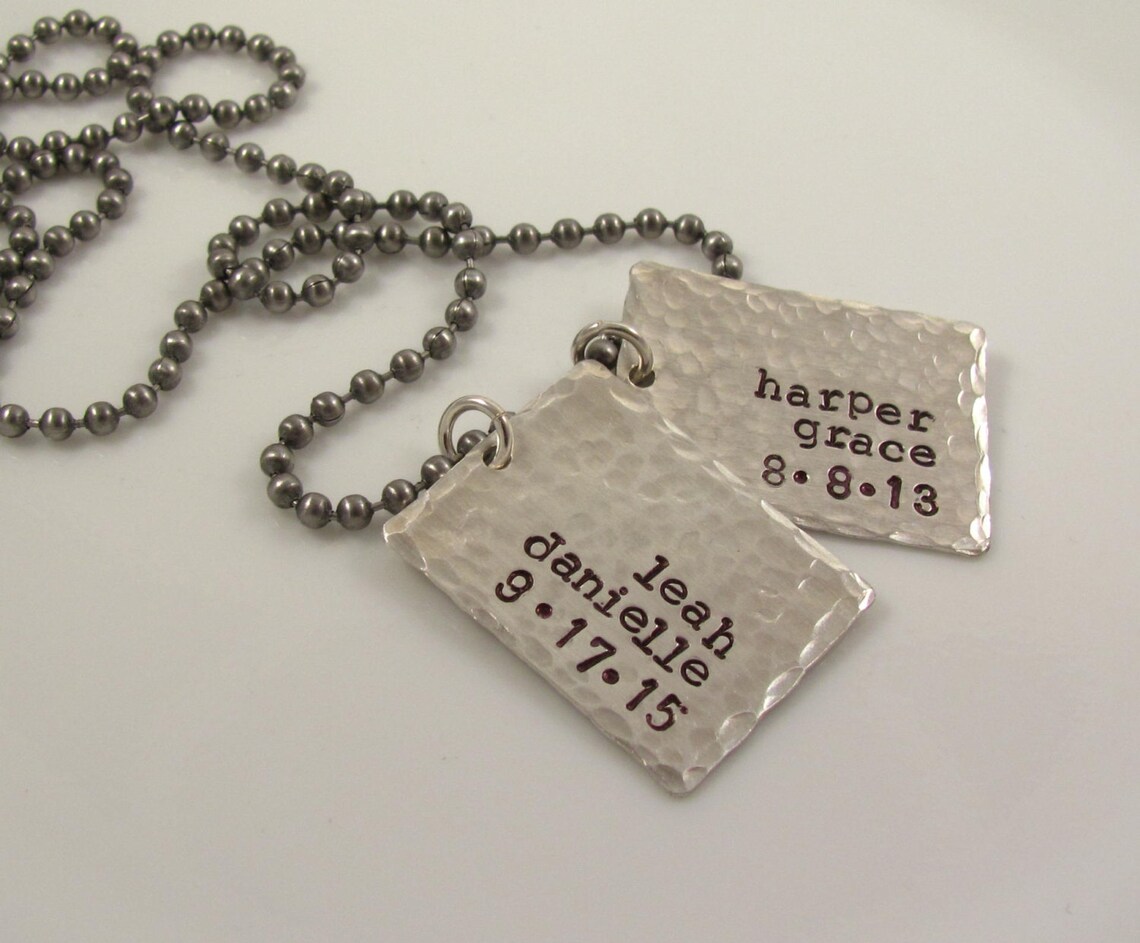 Dog Tags Personalized Sterling Silver Dog Tags Hand | Etsy