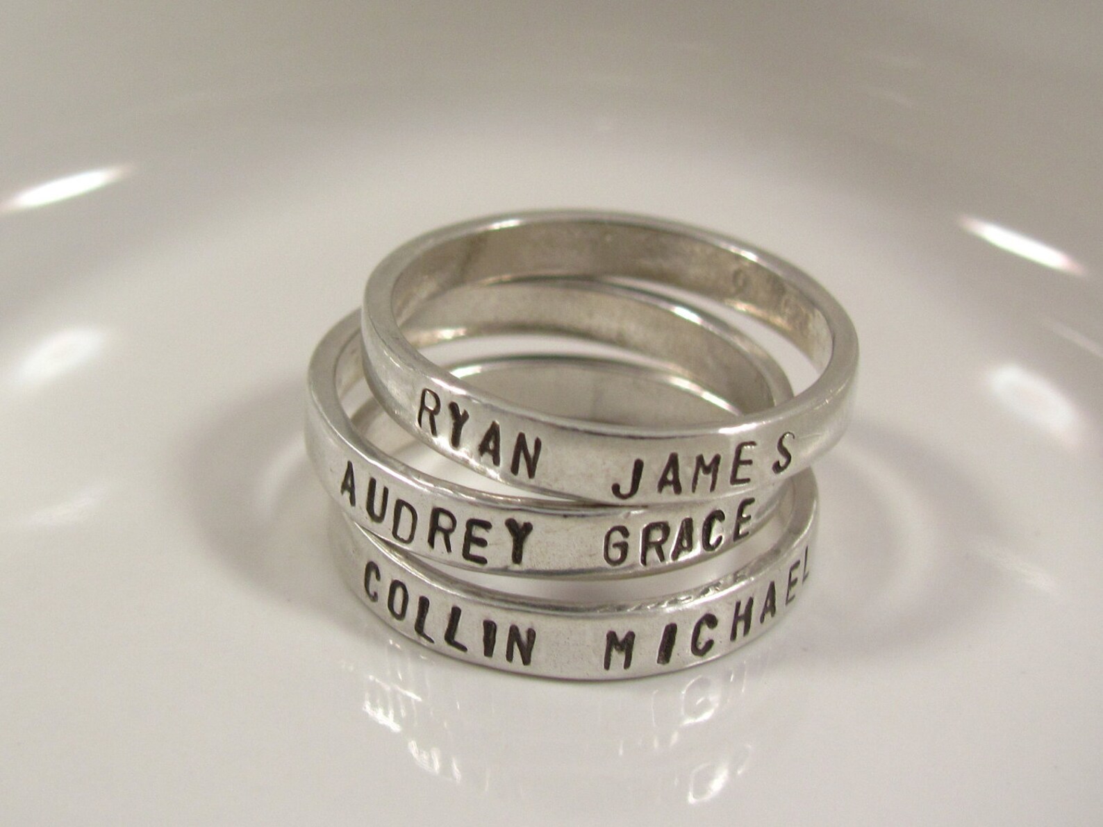 Silver Personalized Ring Custom Hand Stamped Sterling Silver | Etsy