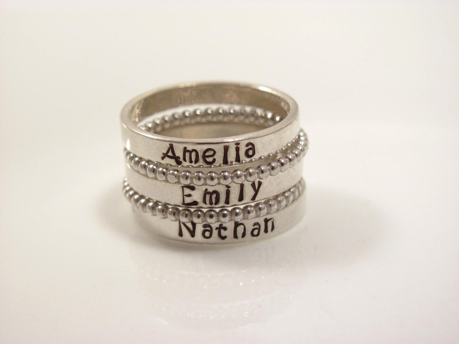 Sterling Silver Stacking Name Ring Personalized Ring SET OF 5 | Etsy