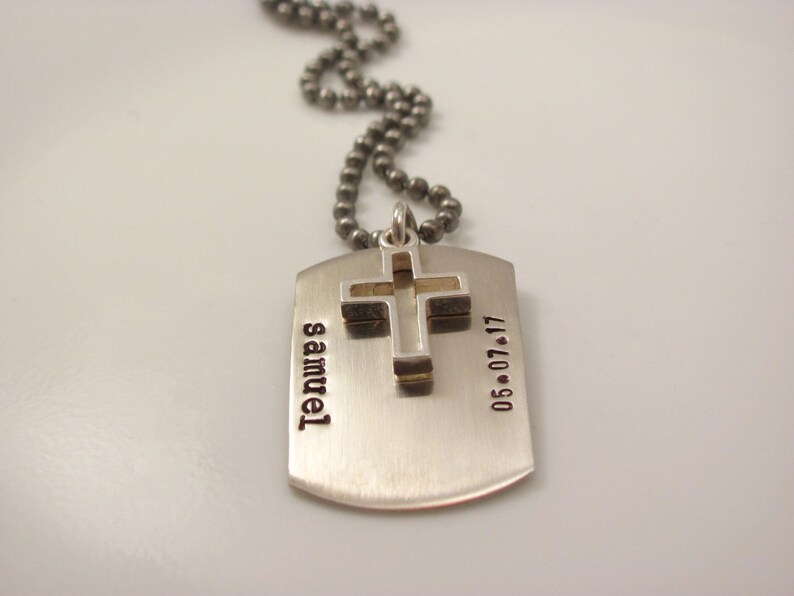 Personalized Small DOG TAG With CROSS Sterling Silver Dog - Etsy