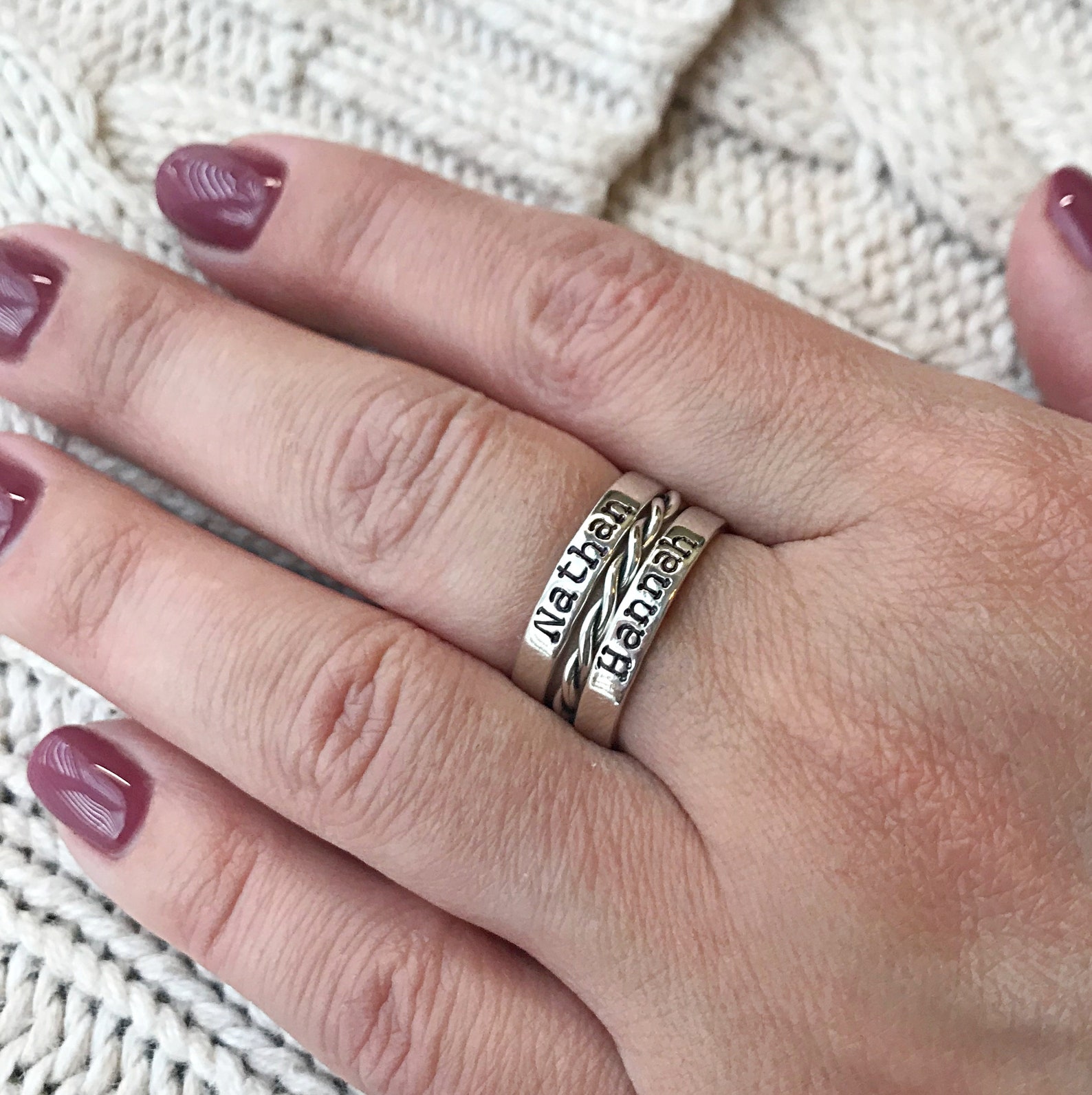 Sterling silver stackable Name ring stacking name ring set | Etsy