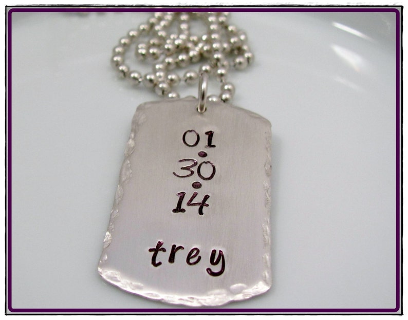 Hand Stamped Sterling Silver DOG TAG Men's Personalized - Etsy