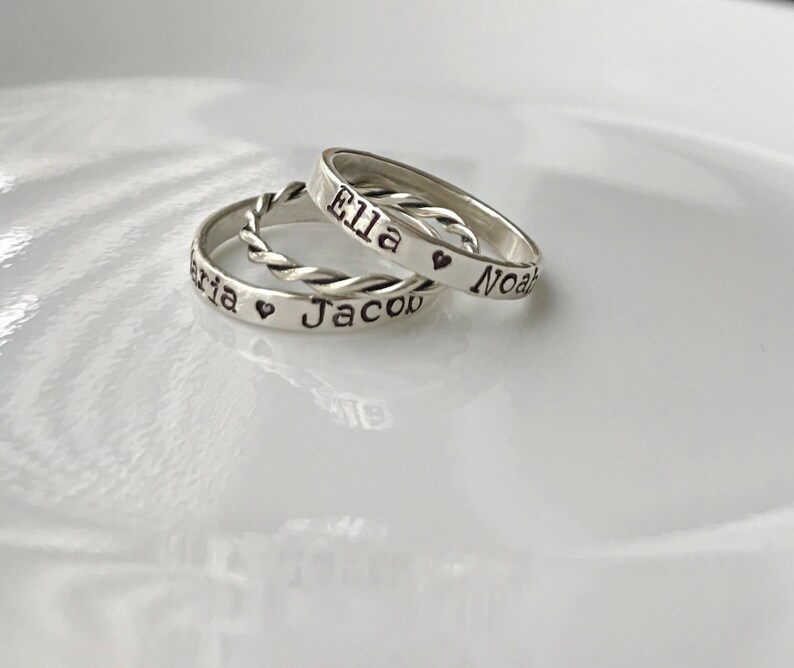 Sterling Silver Stackable Name Ring- Stacking Name Ring Set ...