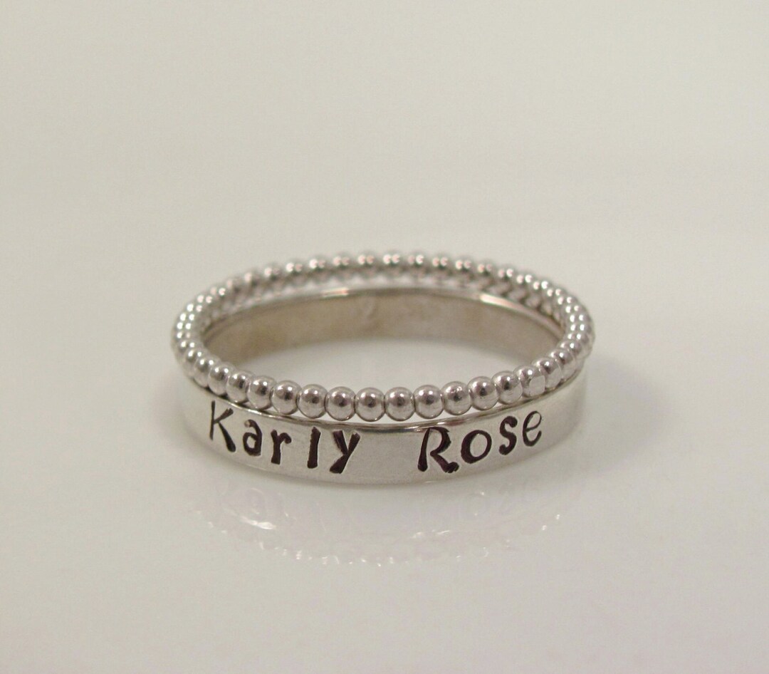 Sterling Silver Stackable Ring With Beaded Spacer Ring -SET OF 2 ...