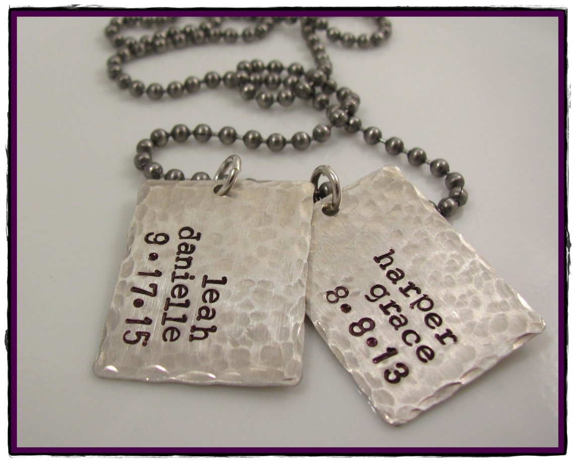 Dog Tags Personalized Sterling Silver Dog Tags Hand | Etsy