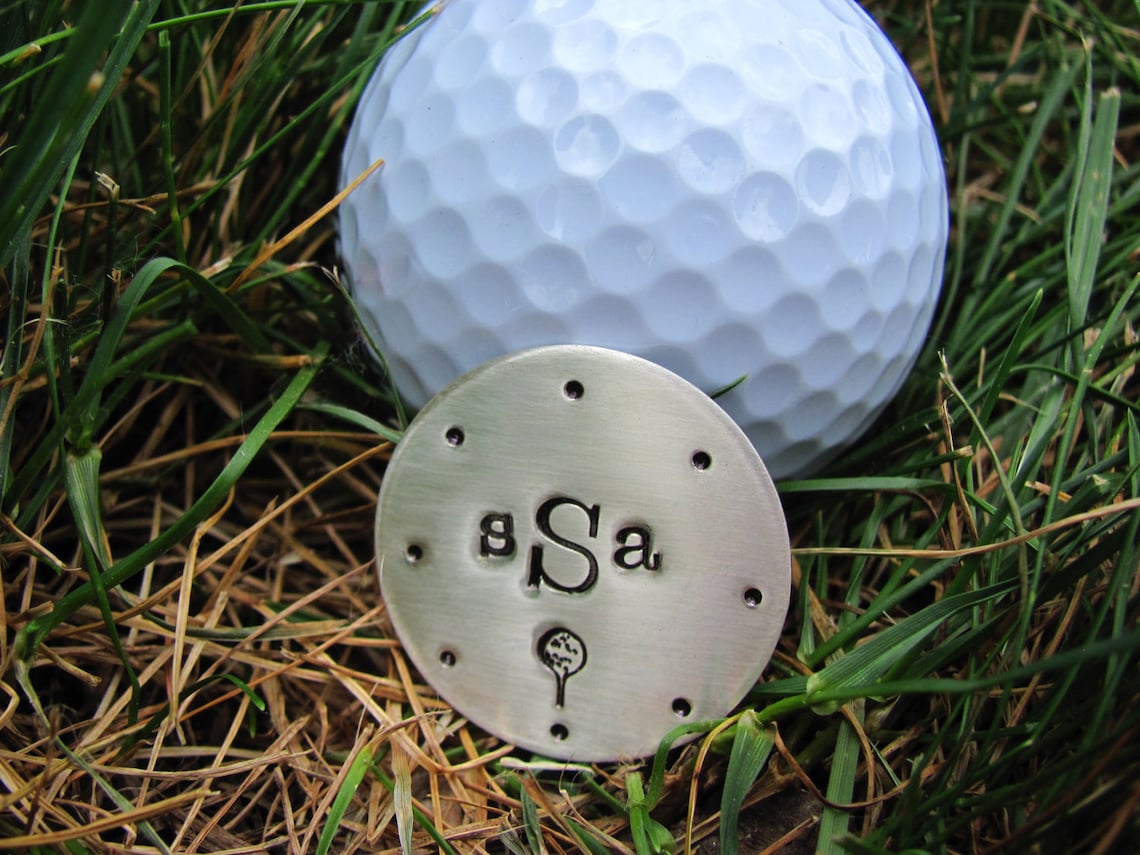 Personalized GOLF BALL MARKER -custom Sterling Silver Hand Stamped Golf ...