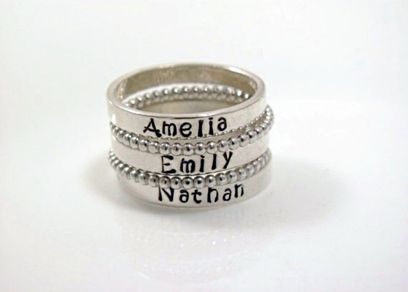 Sterling Silver Stacking Name Ring Personalized Ring SET OF 5 | Etsy