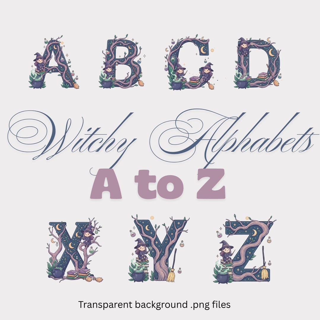 Witch House Alphabet Clipart A–Z Spooky Halloween Letters PNG Cute ...