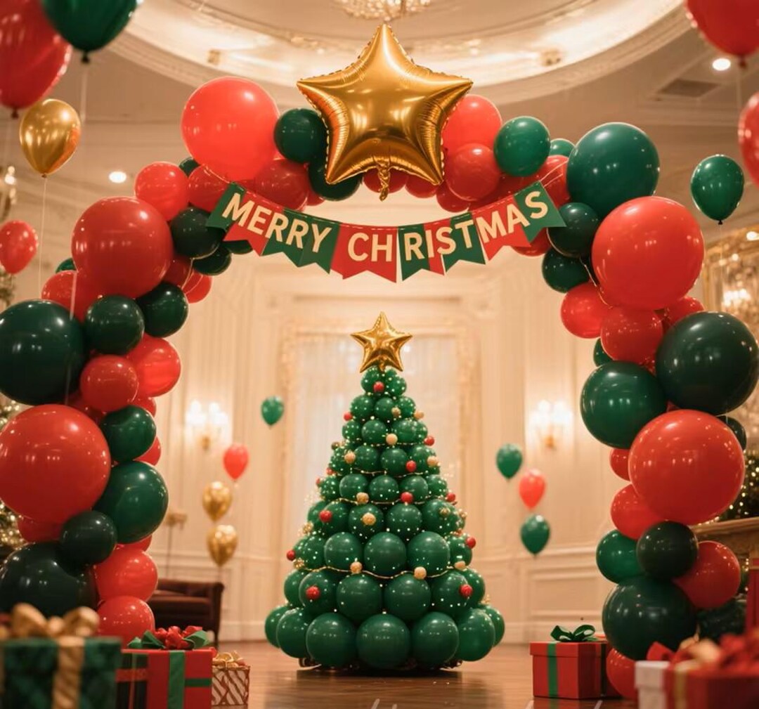 2–20pcs Christmas Balloons, Dark Green Red Multi-color Latex Balloons ...