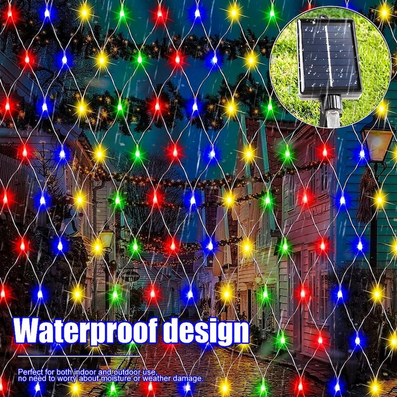Solar Net Fairy Lights, Waterproof Outdoor Mesh Lights for Garden ...