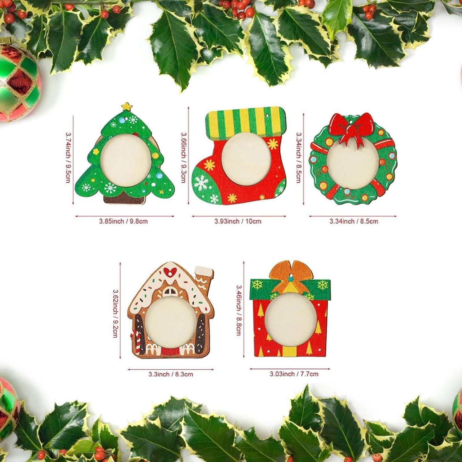 10/20pcs Christmas Photo Frame Ornaments, Xmas Character Hanging Frames ...