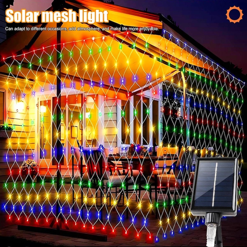 Solar Net Fairy Lights, Waterproof Outdoor Mesh Lights for Garden ...