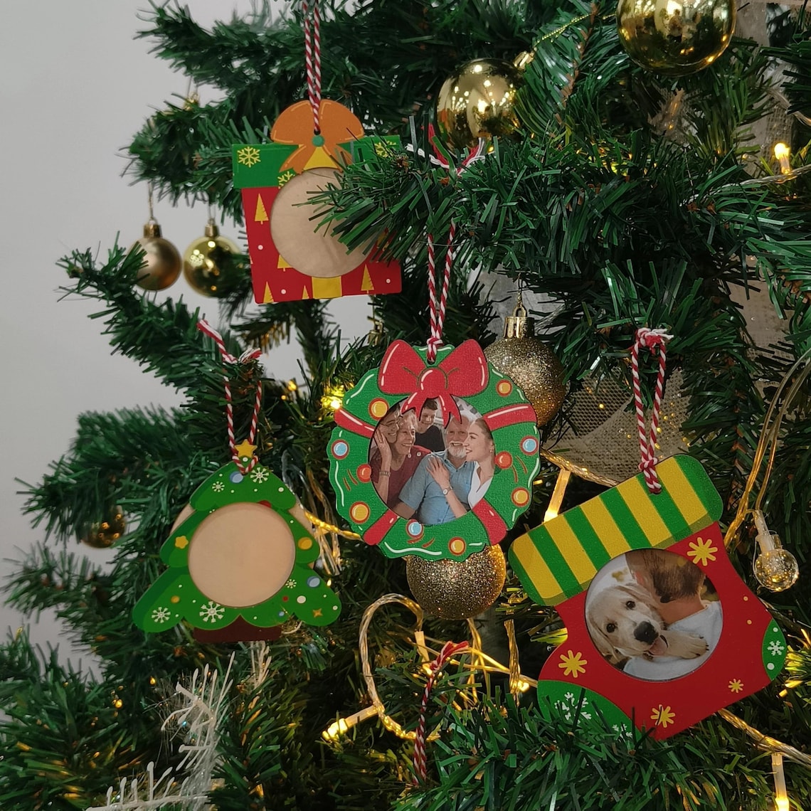 10/20pcs Christmas Photo Frame Ornaments, Xmas Character Hanging Frames ...