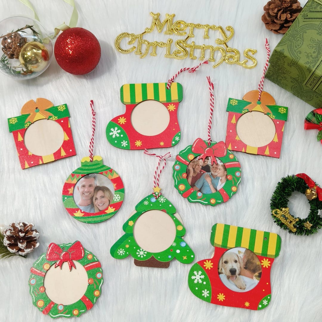 10/20pcs Christmas Photo Frame Ornaments, Xmas Character Hanging Frames ...