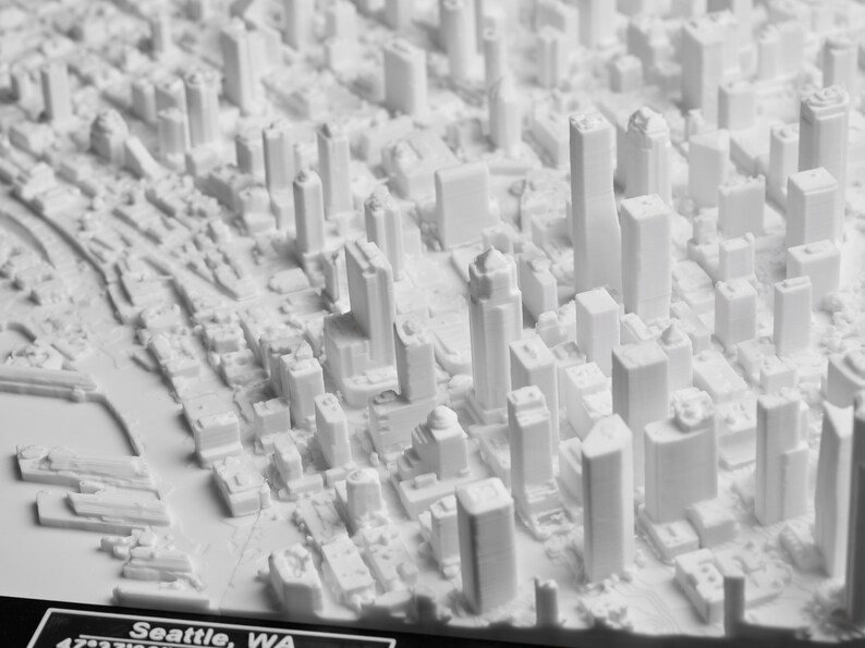 Seattle 3D City Model Map Wall and Table Art Figurine - Etsy
