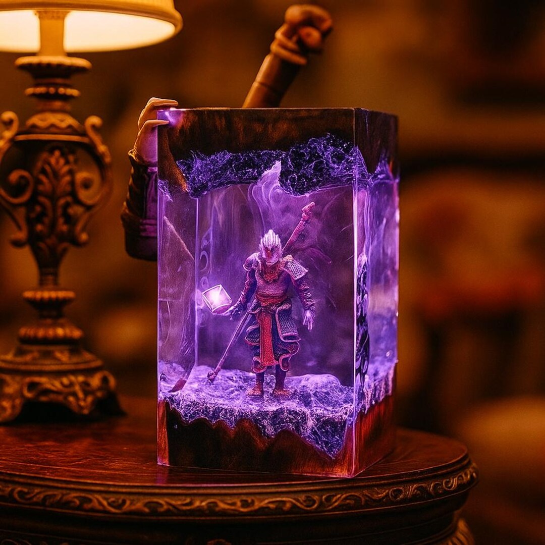 Wukong Resin Lamp, Black Myth Retro, Myth Neon Light, Handmade Lamp ...