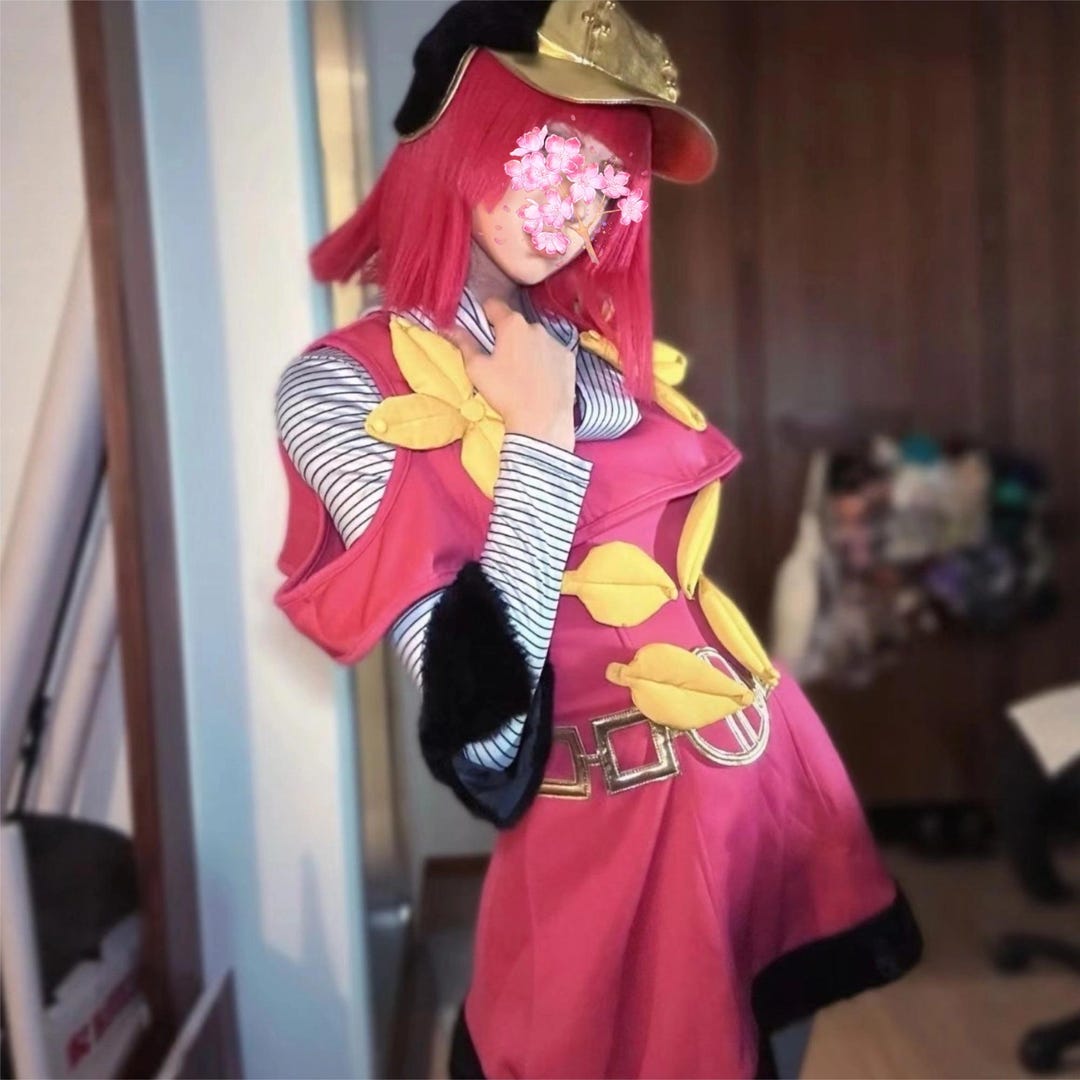 JJBA Pink Flower Dress Cosplay Costume, Jojo Style Gang Fashion Outfit ...