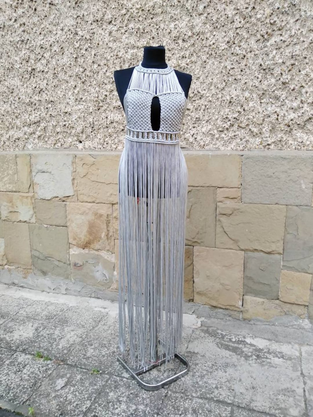 Macrame Dress, Festival Dress, Beach Party Cover, Macrame Fringe Dress ...